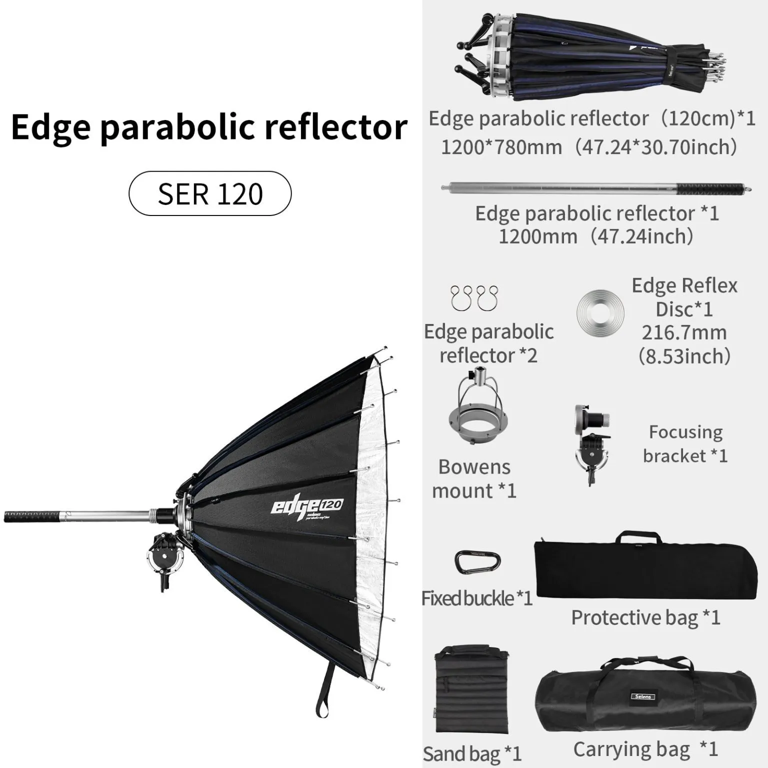 Edge Parabolic Reflector Series 120cm || SER120 - Selens | Selens ...