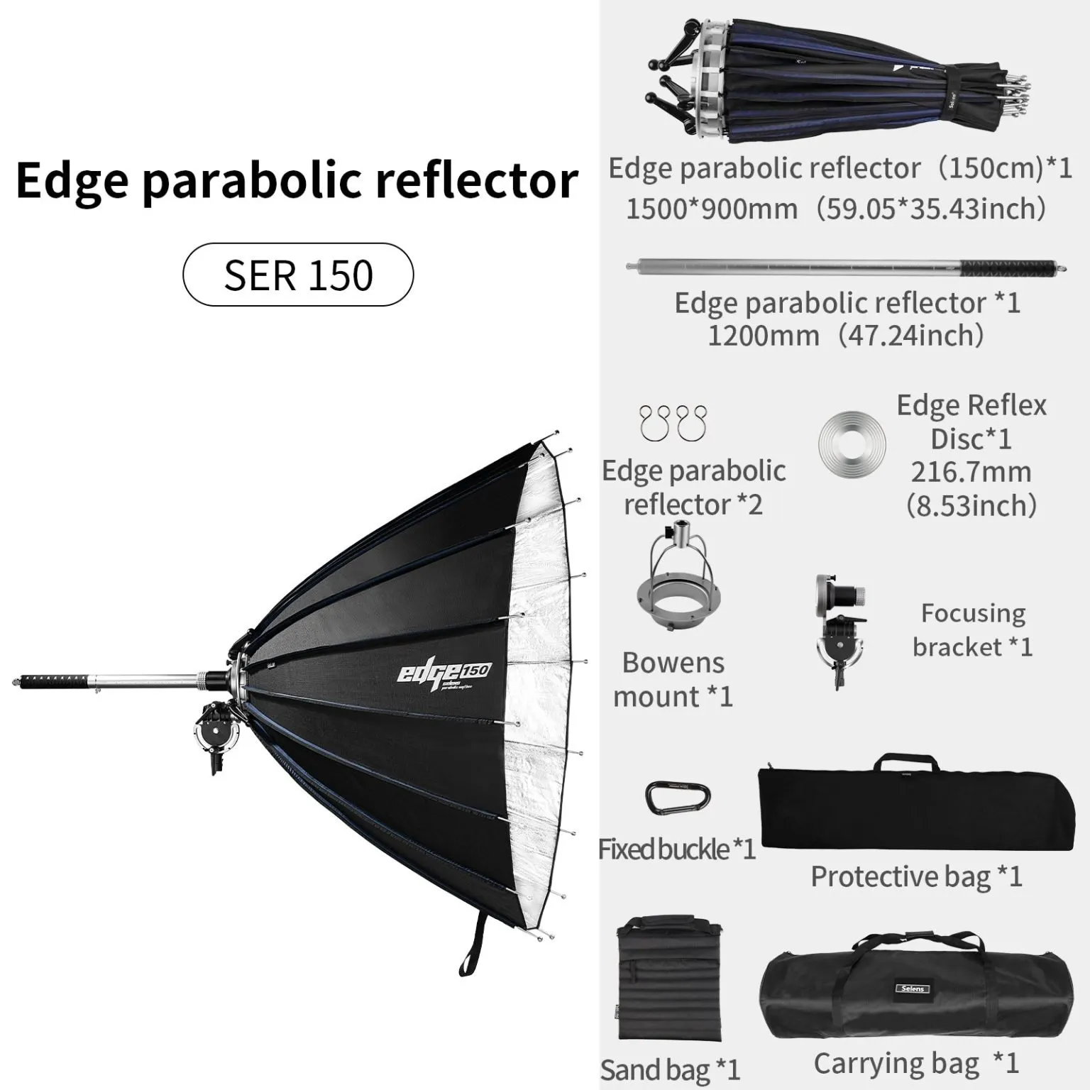 Edge Parabolic Reflector Series 150cm || SER150 - Selens | Selens ...